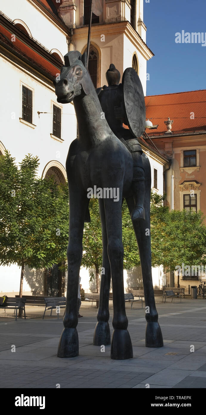 Horse and Knight statue in Brno. Czech republic Stock Photo - Alamy