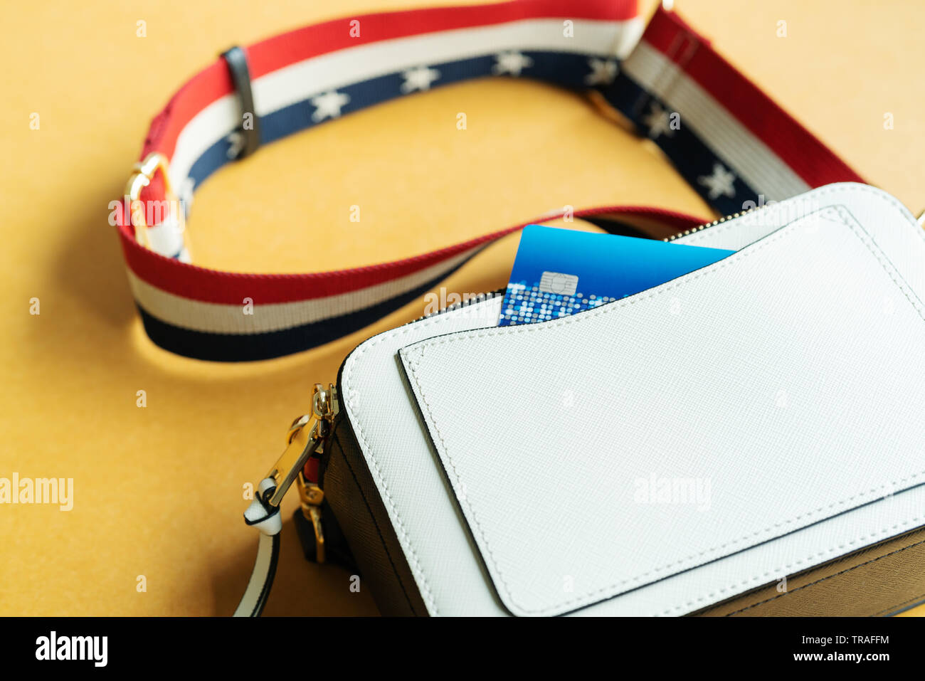 a credit card in a white shoulder bag, ready shopping concept Stock ...