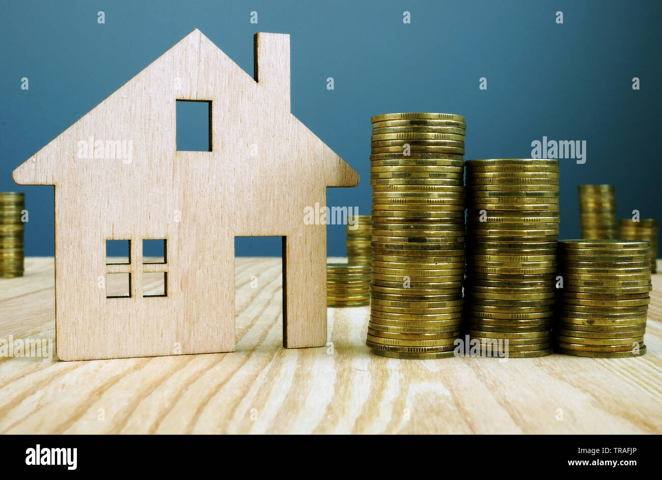 Property investment concept. Model of house and money Stock Photo - Alamy