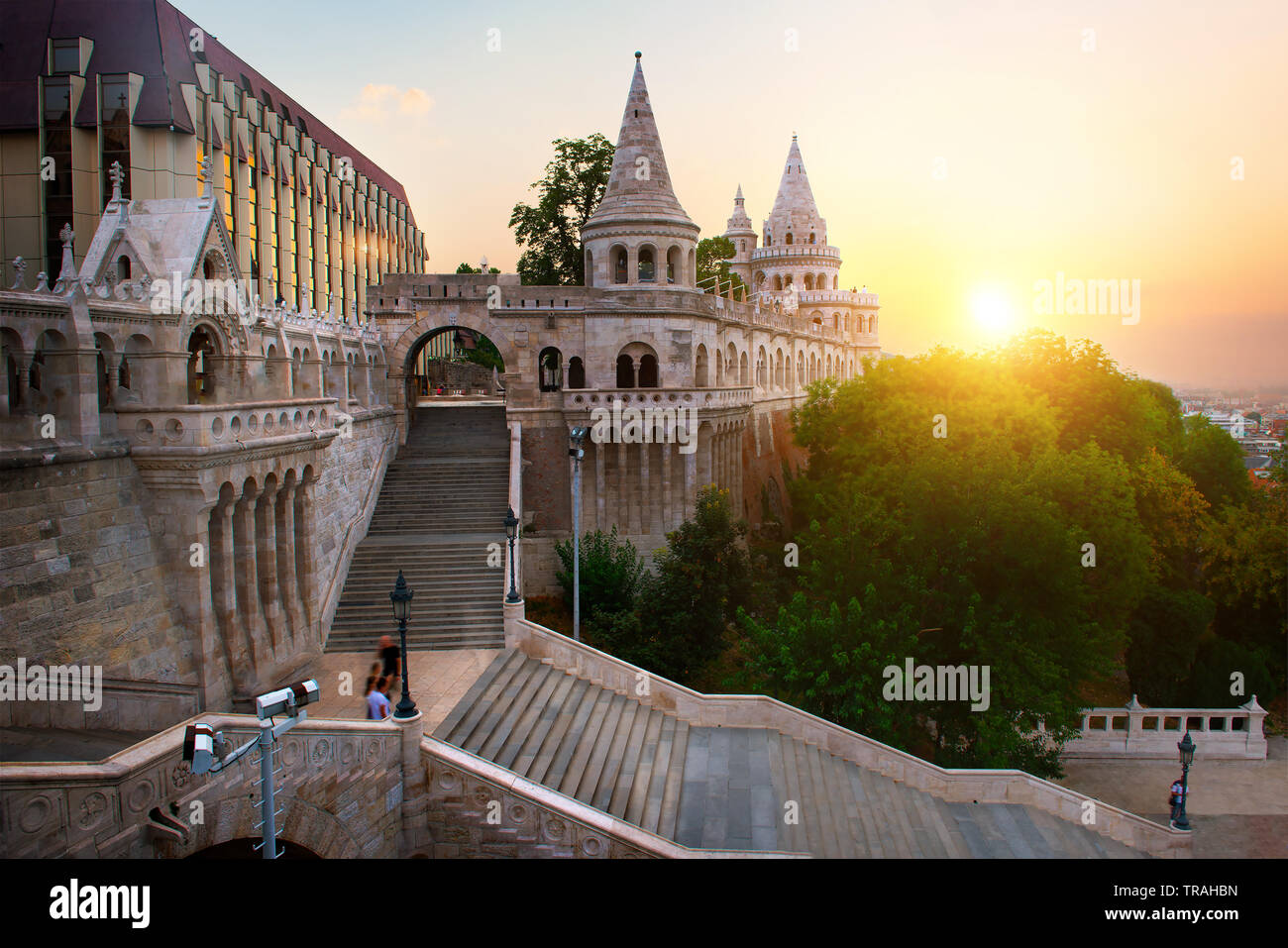 The Fishing Bastion in Budapest at sunset Stock Photo - Alamy