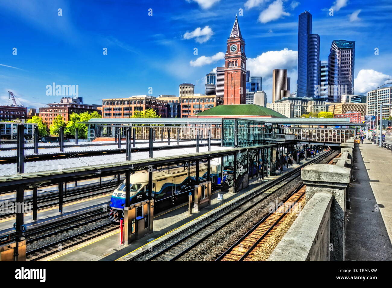 Downtown Seattle and the light rail metro leading to and from it Stock ...