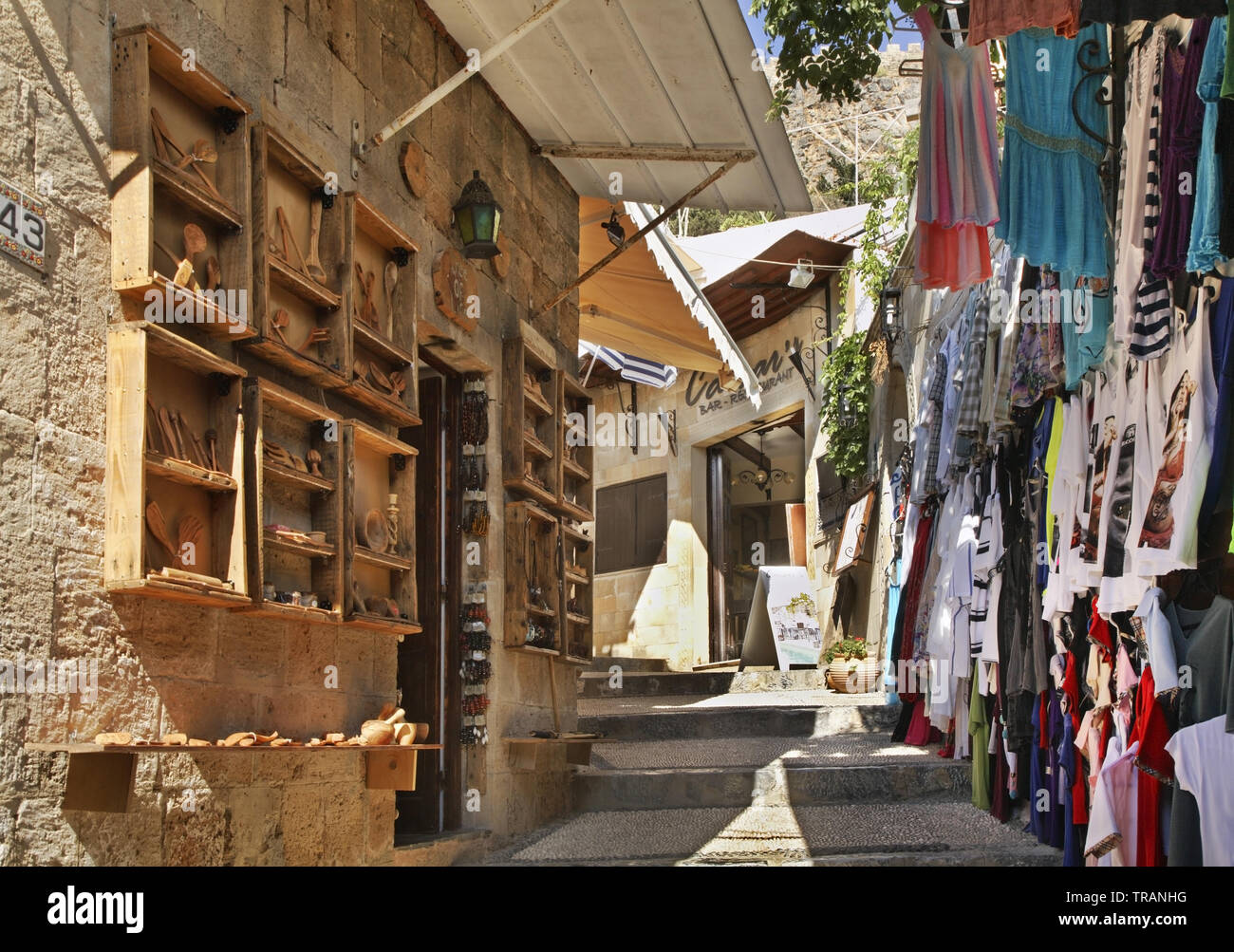 Rhodes greece lindos shopping hi-res stock photography and images - Alamy