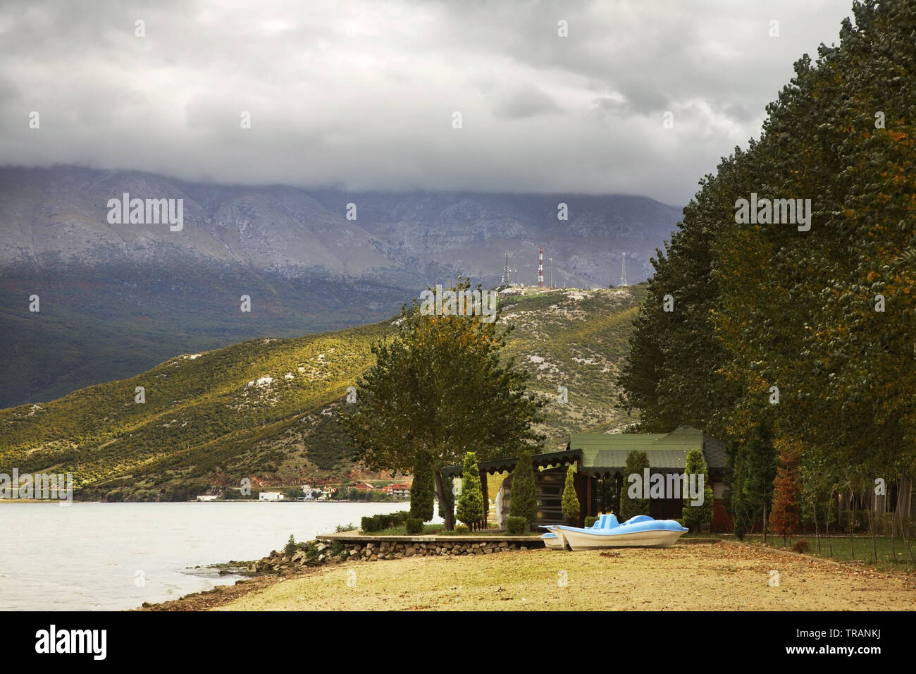 Beach in Pogradec. Albania Stock Photo - Alamy