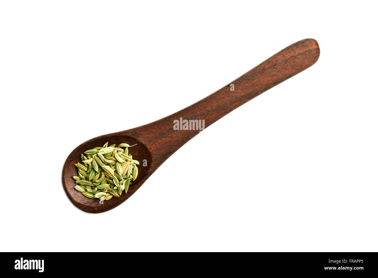 fennel seeds in wooden spoon isolated on white background, saunf Stock ...
