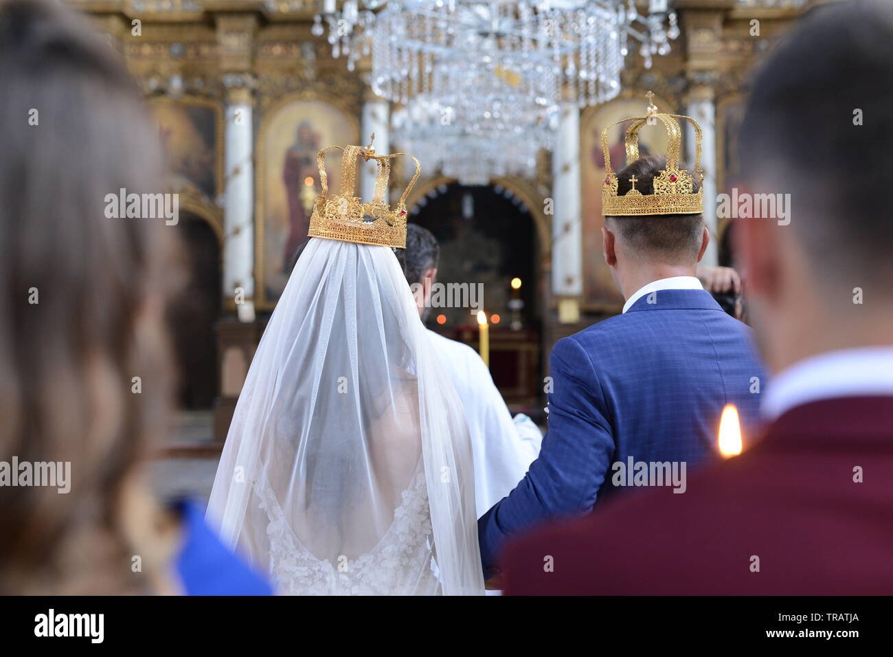 The bride and groom at their church wedding Stock Photo - Alamy