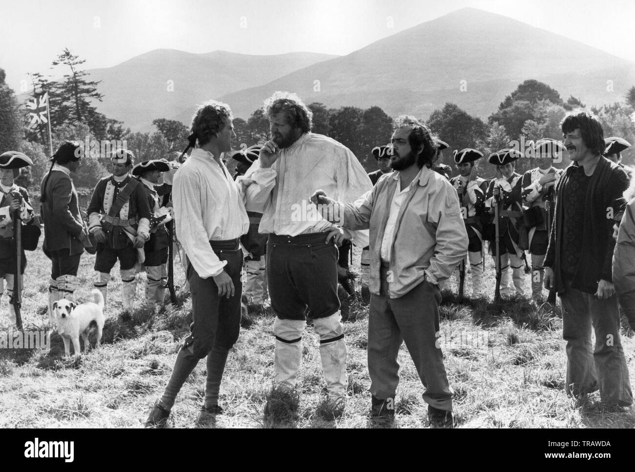 Director STANLEY KUBRICK filming Pat Roach and Ryan O'Neal as BARRY ...