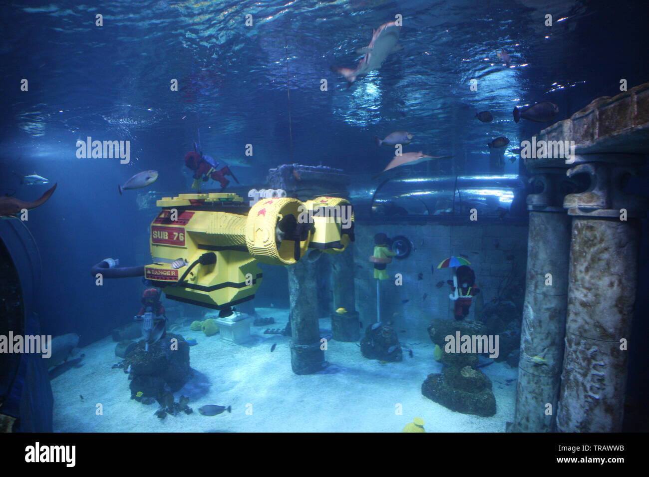 Lego waterworld with variuos Lego figs, vehicles and animals in ...