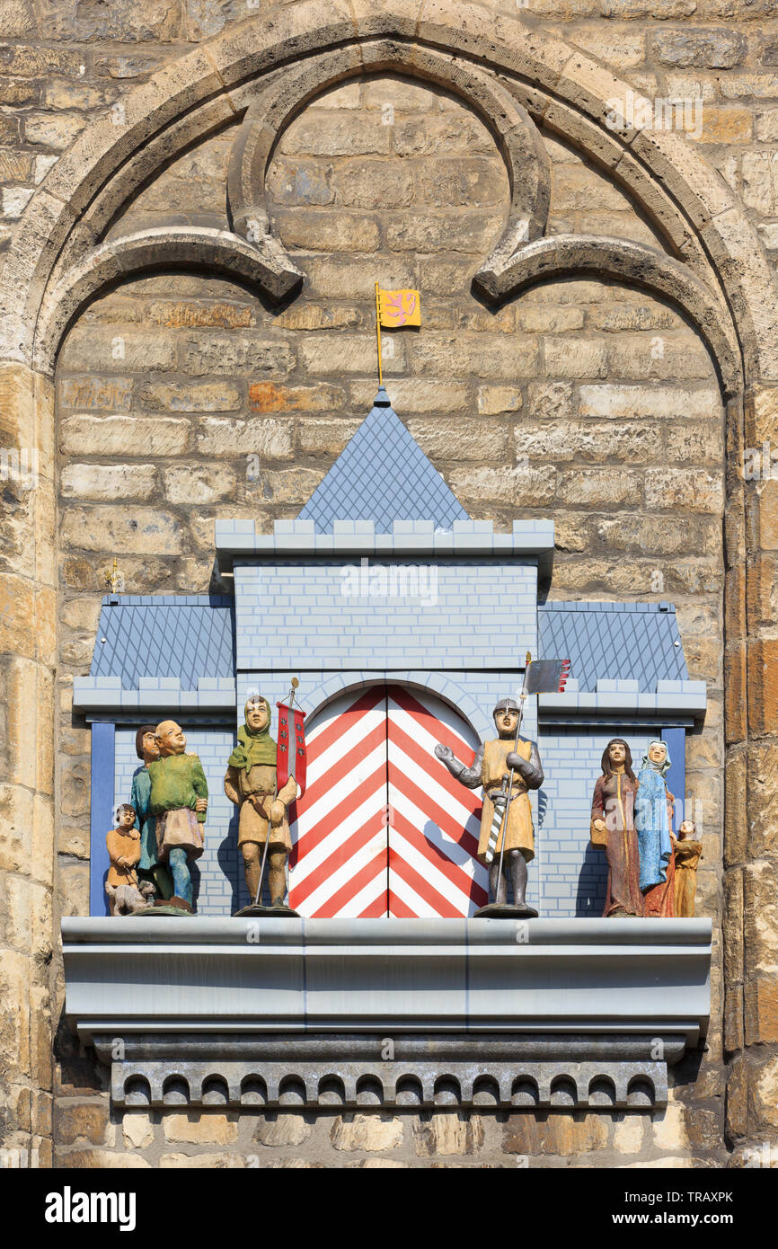 The puppet show on the facade of the town hall enacting the moment the ...
