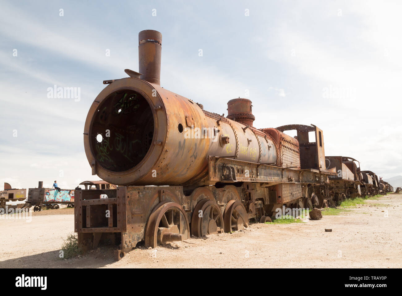 Rusted trains in the train cemetery in Uyuni, Bolivia Stock Photo - Alamy