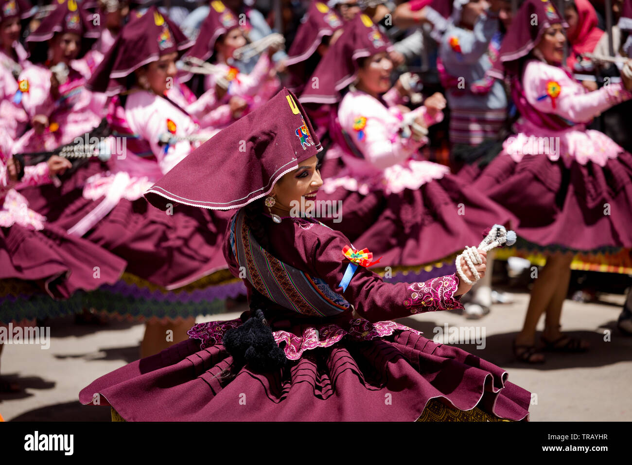 Costumed performers in the carnival parade in Oruro, Bolivia Stock ...