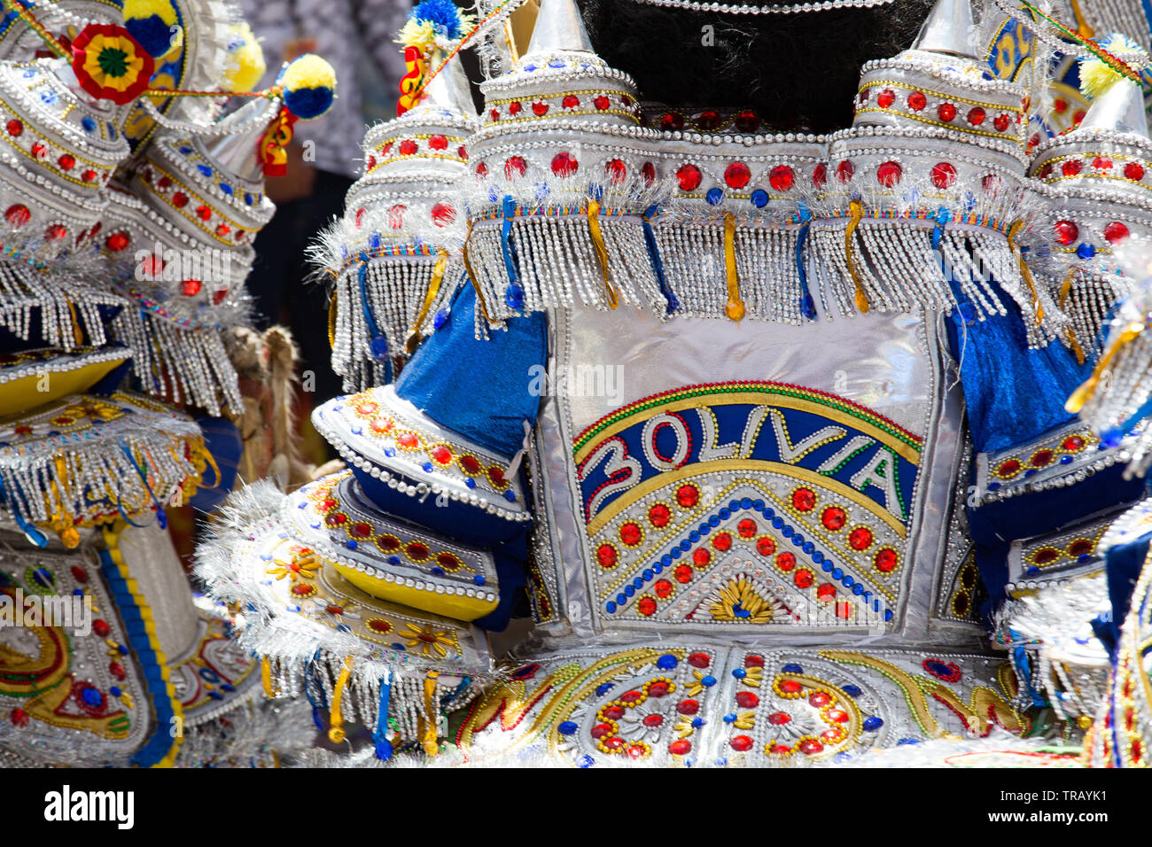 Costumed performers in the carnival parade in Oruro, Bolivia Stock ...