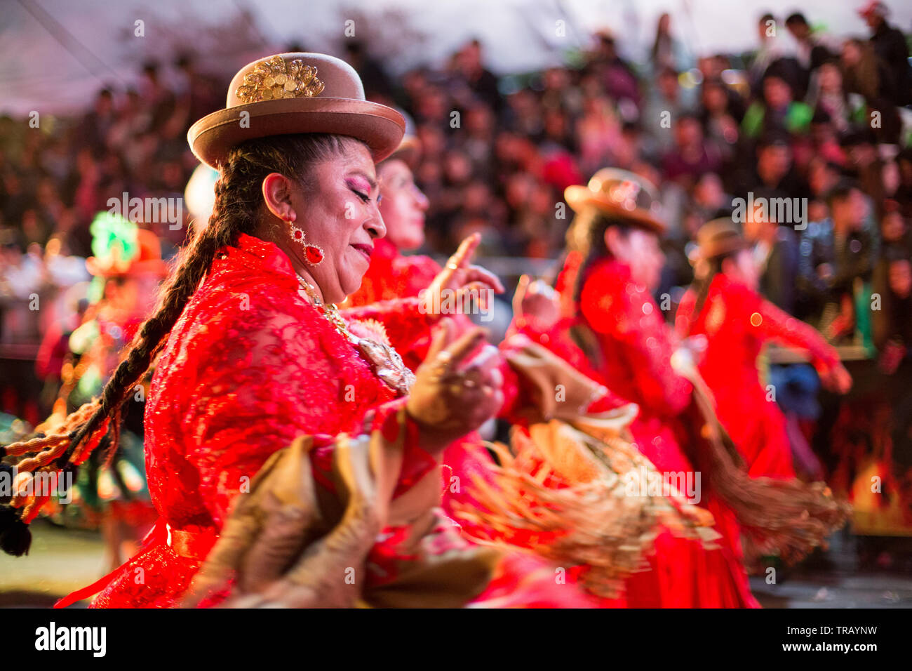 Costumed performers in the carnival parade in Oruro, Bolivia Stock ...