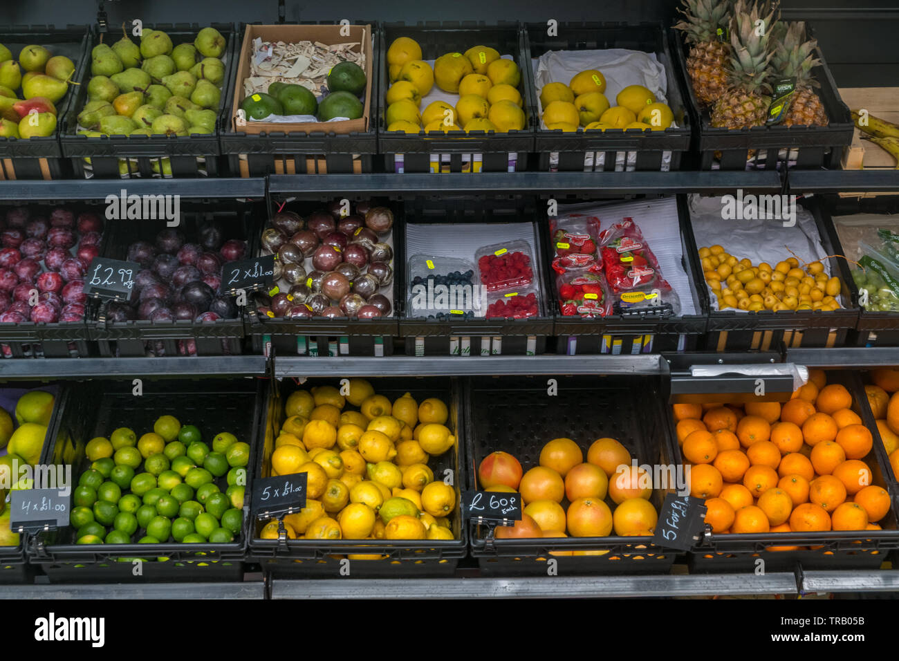 Colourful Fresh fruits on super market Stock Photo - Alamy