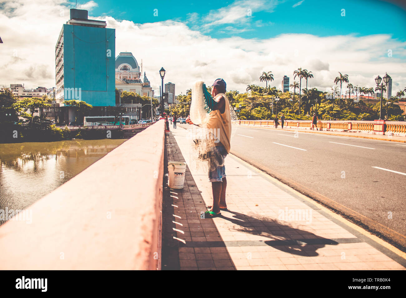 Silhouette man standing bridge hi-res stock photography and images - Alamy
