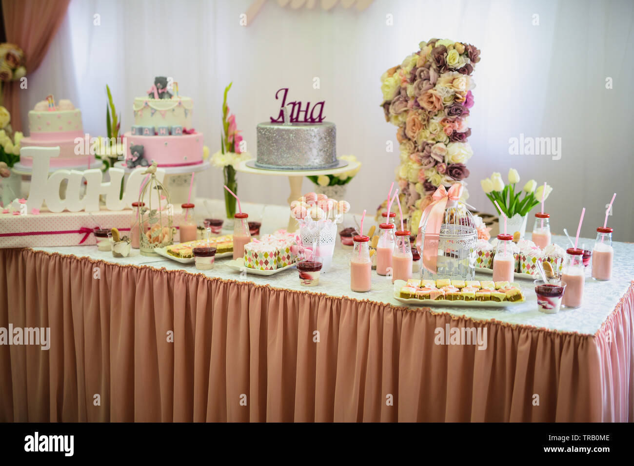 Decorated sweet table for a special event Stock Photo - Alamy