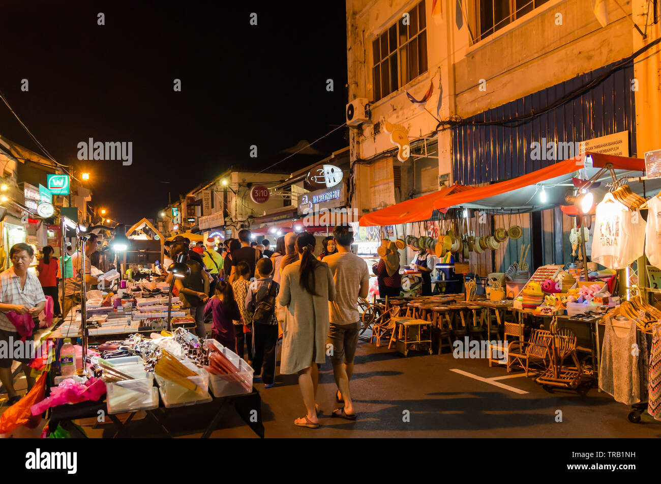 Malacca,Malaysia - April 21,2019:The night market on Friday,Saturday ...
