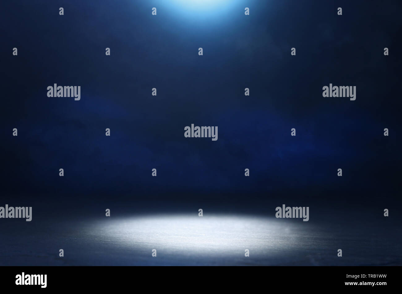 abstract dark concentrate floor scene with mist or fog, spotlight and ...