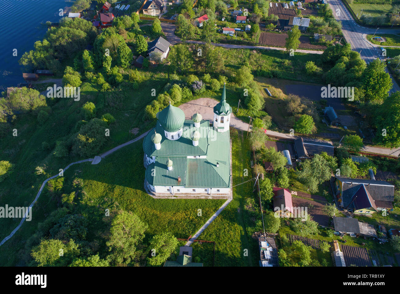 The top view on church of Christmas of John the Forerunner in the sunny ...