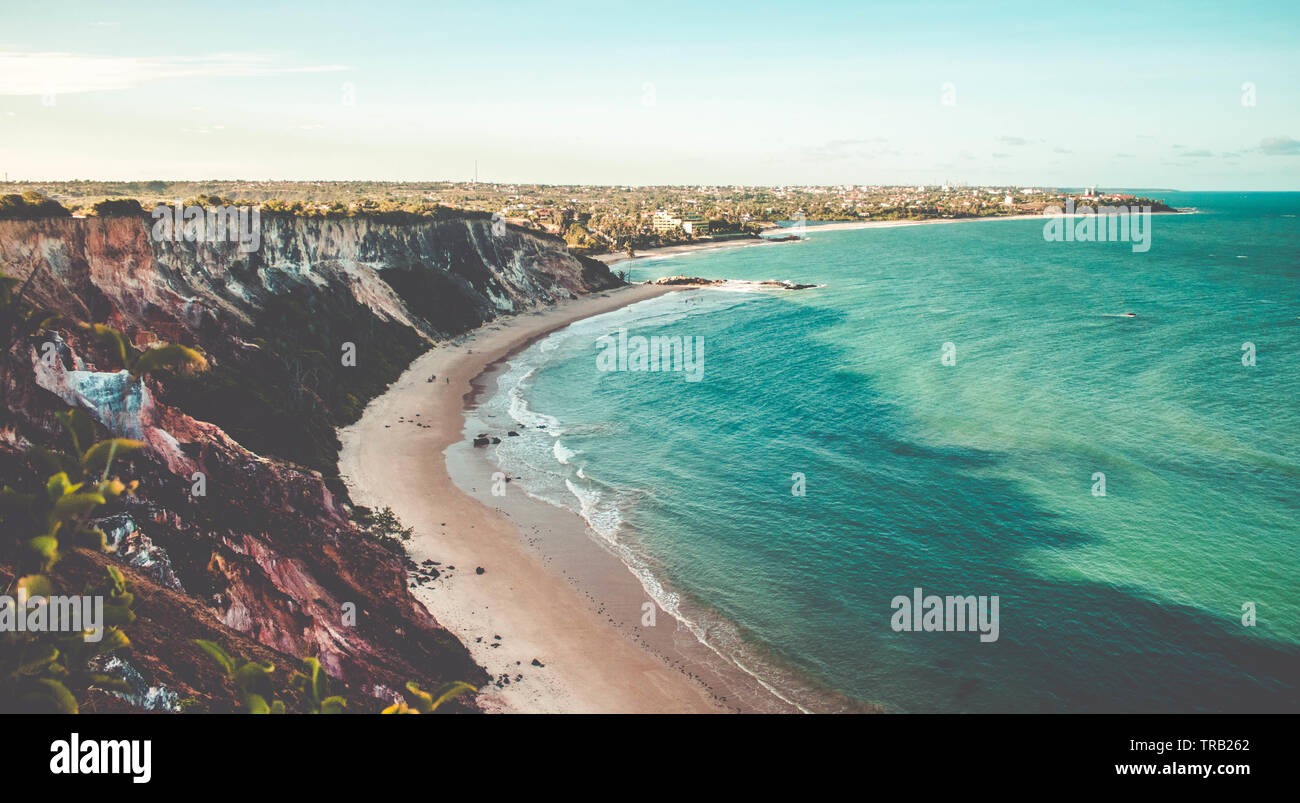 Aerial view of Tabatinga's beach in Paraiba, Brazil - "Falesias ...