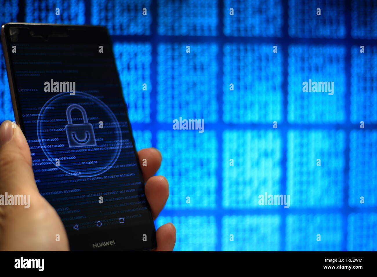 secured private data in big data era. computer code and padlock icon in ...