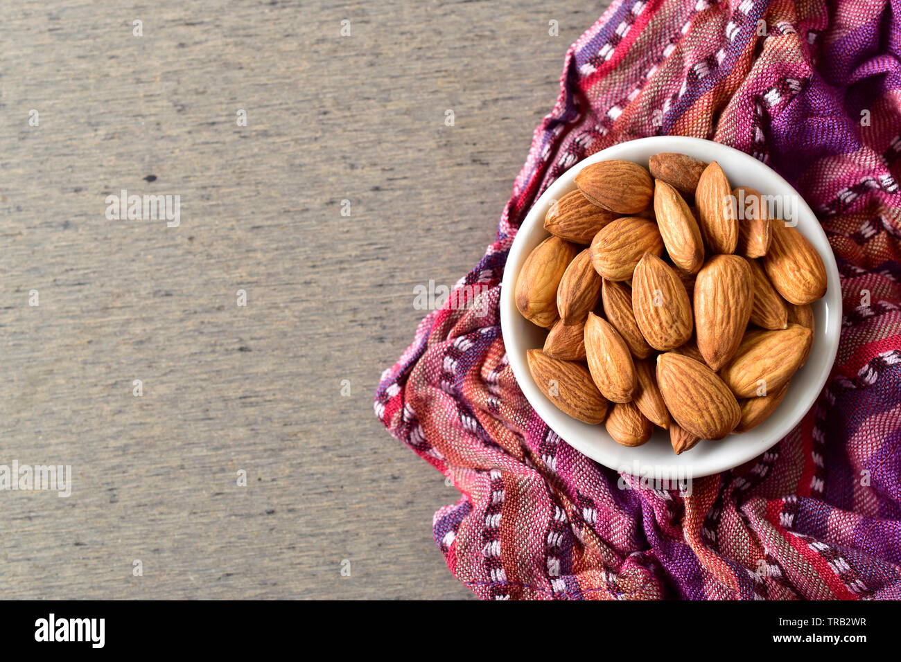 top view of almonds with textspace, for background Stock Photo - Alamy
