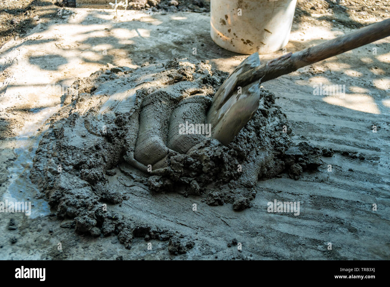 Kneading of cement for construction, solution preparation, object Stock ...