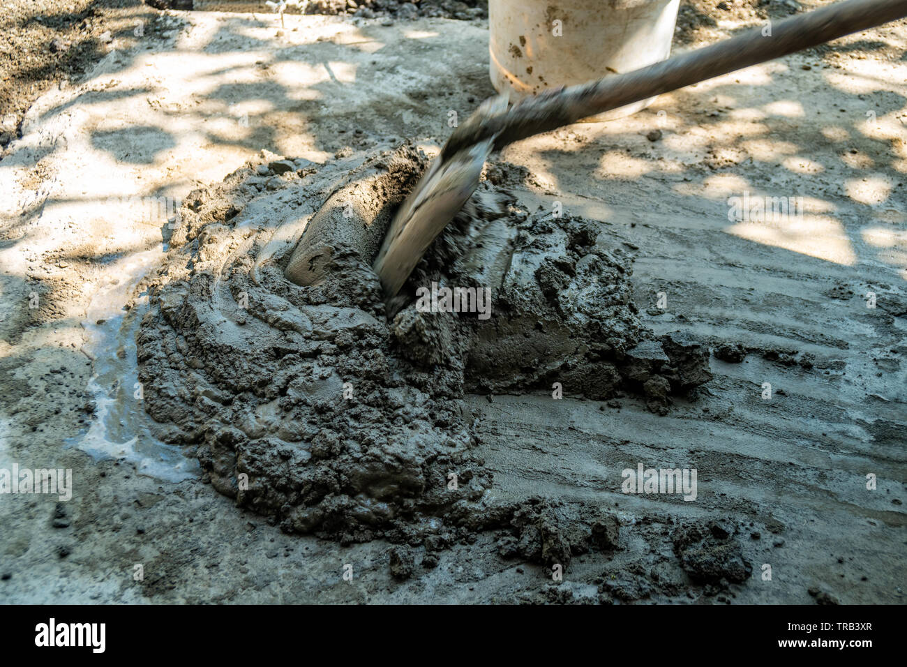 Kneading of cement for construction, solution preparation, object Stock ...