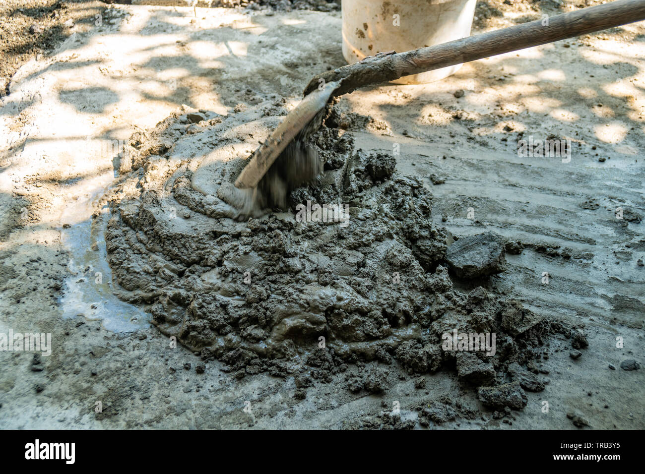 Kneading of cement for construction, solution preparation, object Stock ...