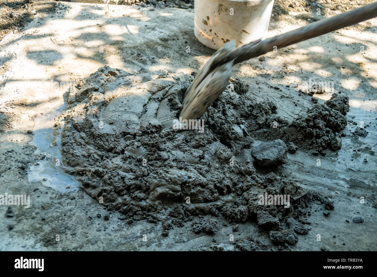 Kneading of cement for construction, solution preparation, object Stock ...