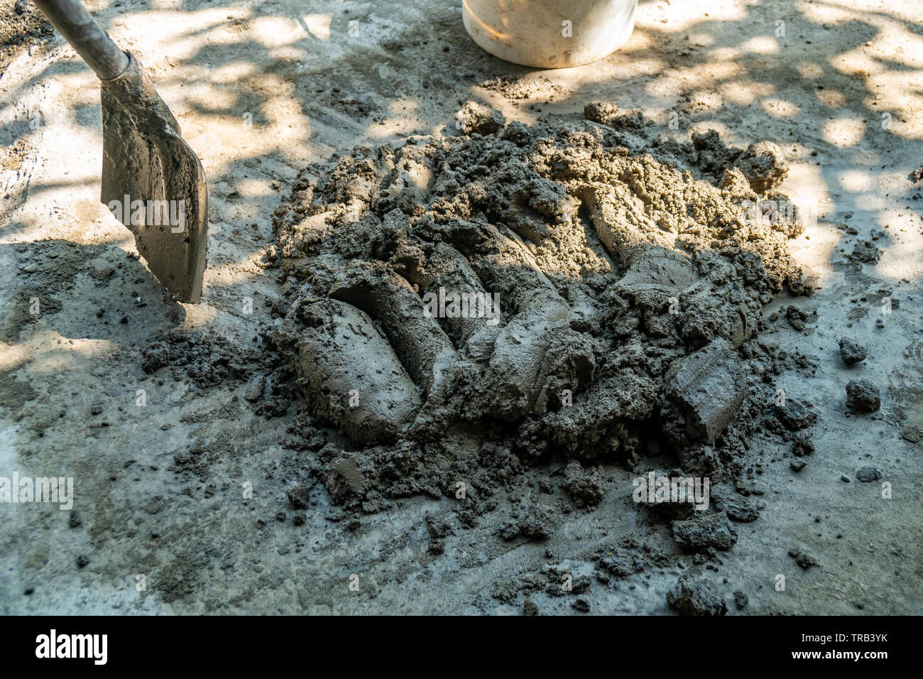 Kneading of cement for construction, solution preparation, object Stock ...