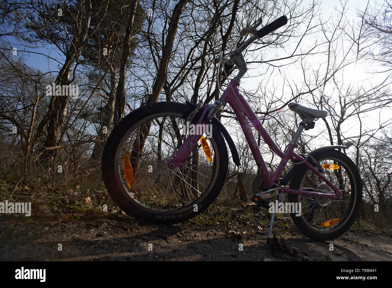 Trek mountainbike parked outside on a beautiful small path out in ...