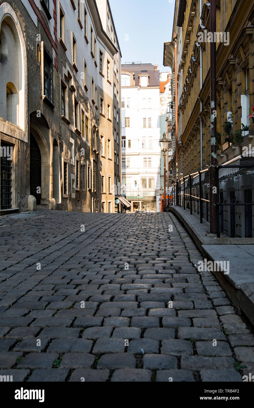 Nice cozy street in the old town of Vienna Stock Photo - Alamy