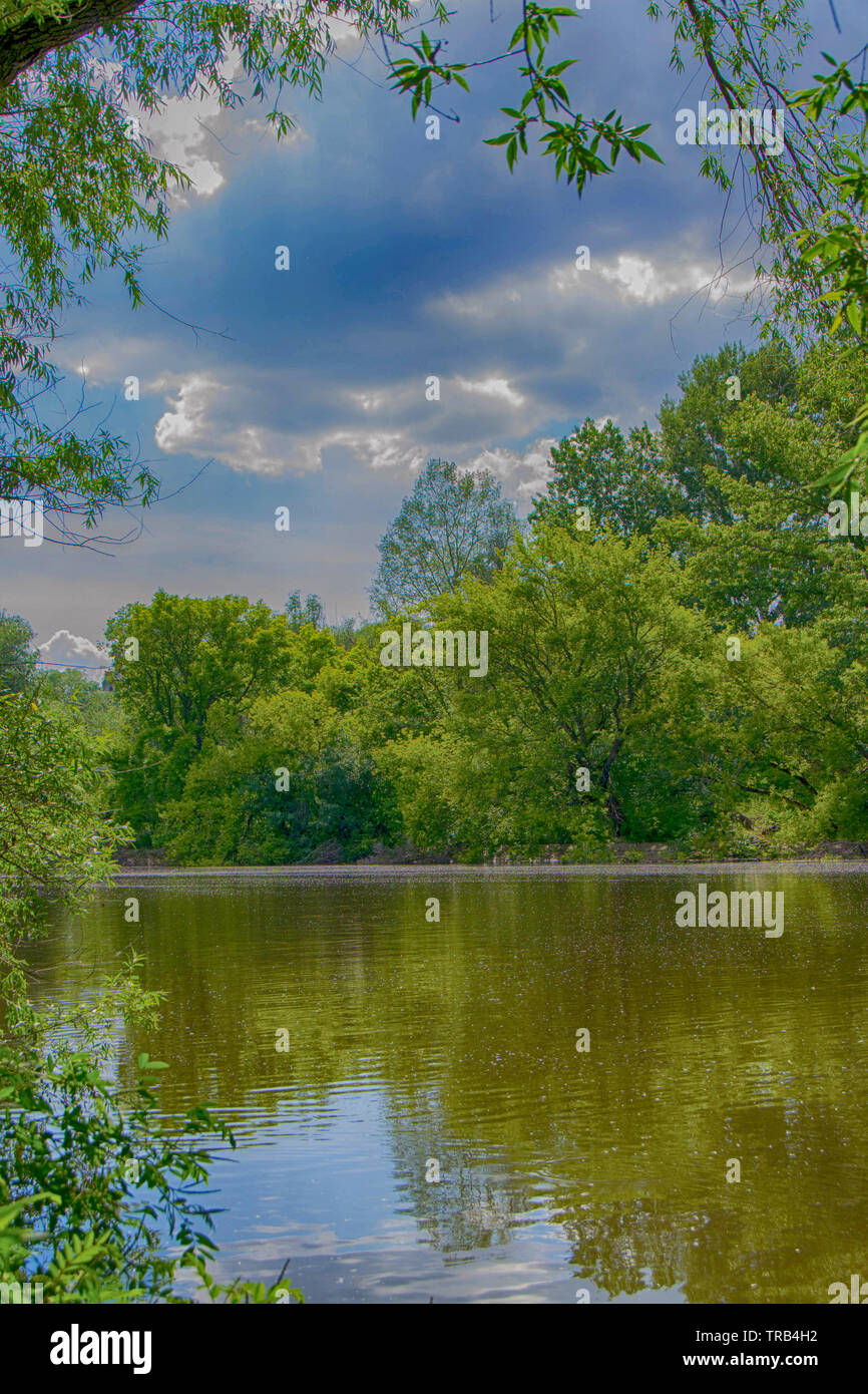 River Begej, with dramatic clouds in the background. - image Stock ...