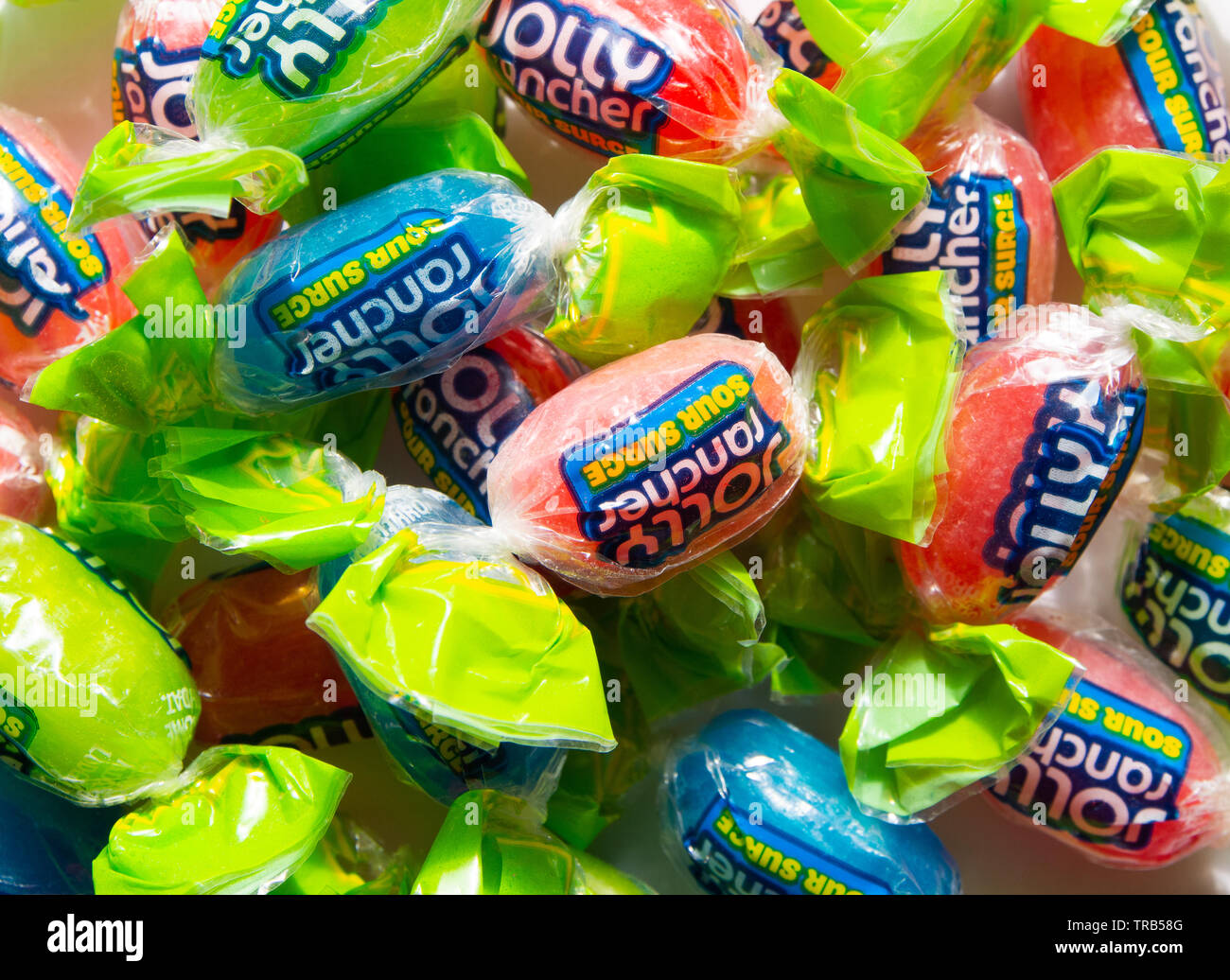 A close up of Jolly Rancher sour surge candy Stock Photo - Alamy