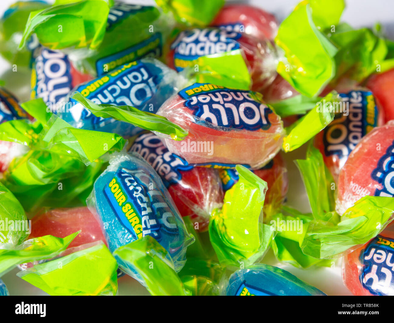 A close up of Jolly Rancher sour surge candy Stock Photo - Alamy