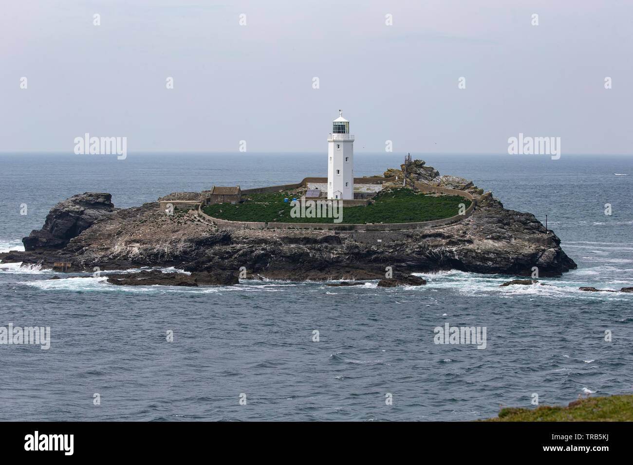 Godrevy lighthouse on Godrevy Island marks a dangerous reef off St ...