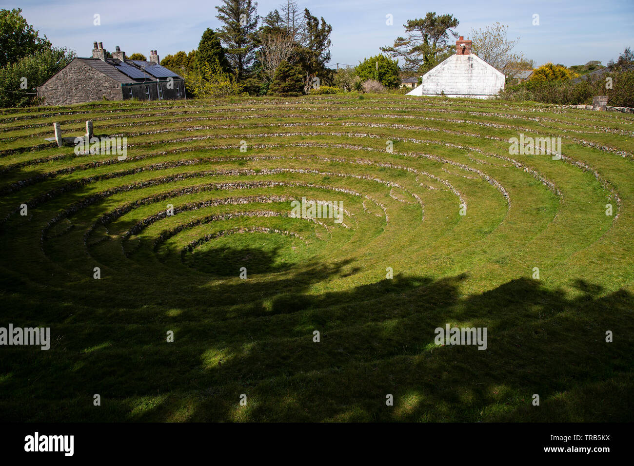 A close up view of Gwennap Pit in Cornwall formed by falling old mine ...