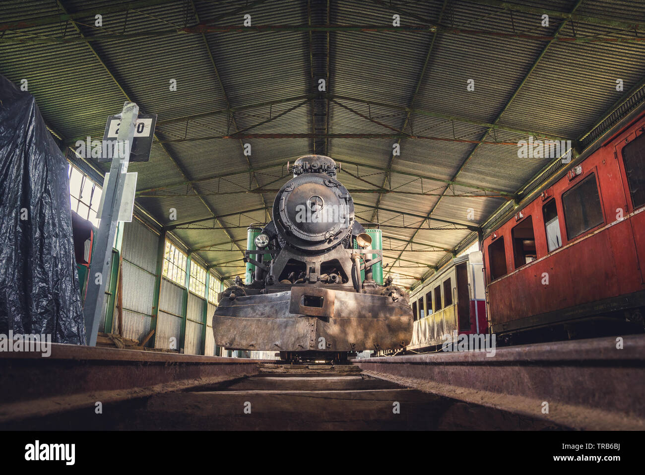 Front View of an Old Steam Locomotive Standing in the Depo Stock Photo ...