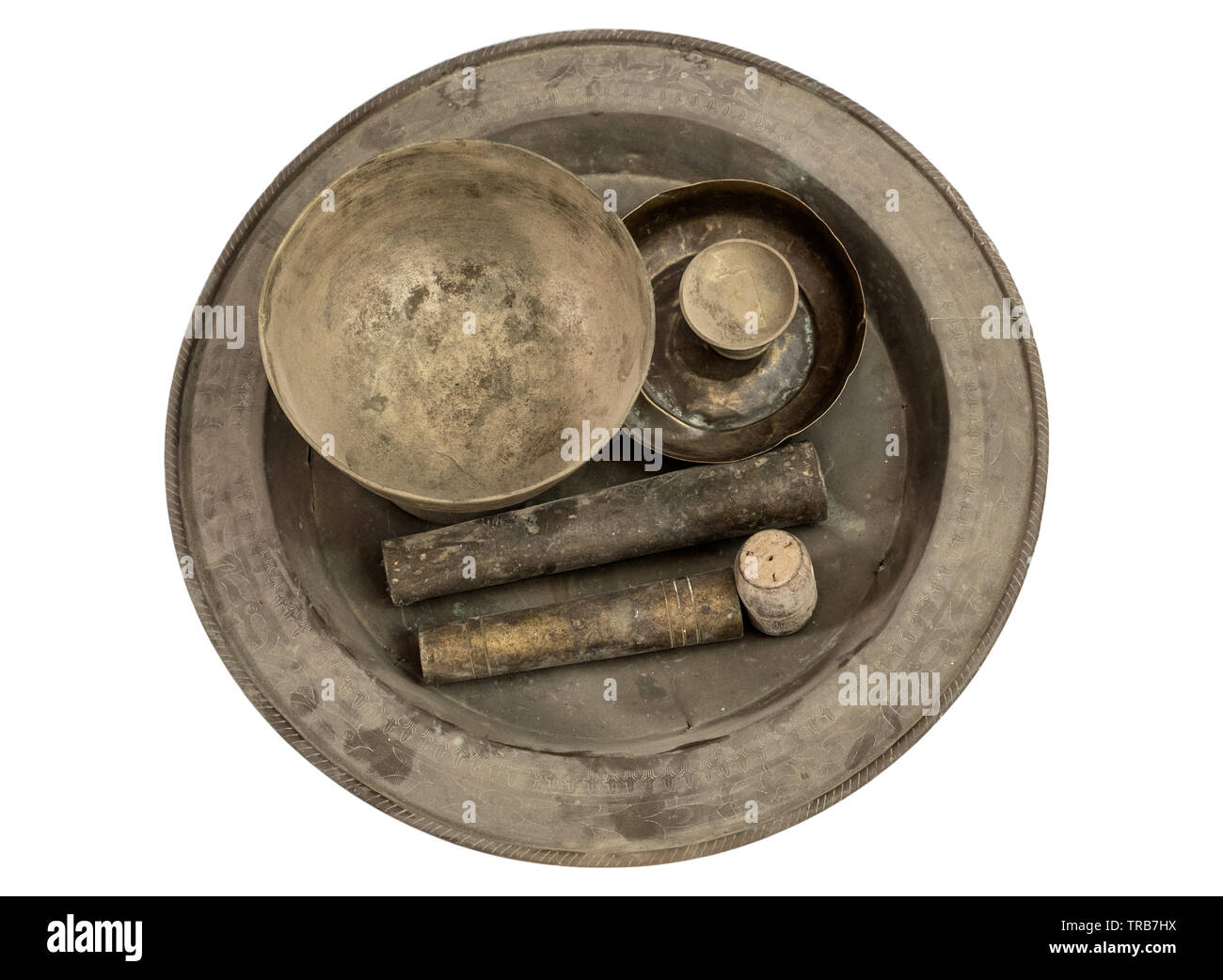 Ancient collection brass bowl chinaware,isolated on background Stock ...