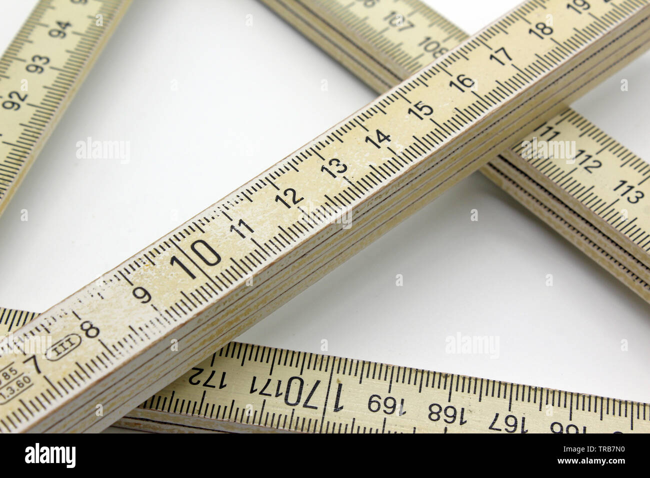Vintage wooden folding ruler isolated on a white background.isolated on ...