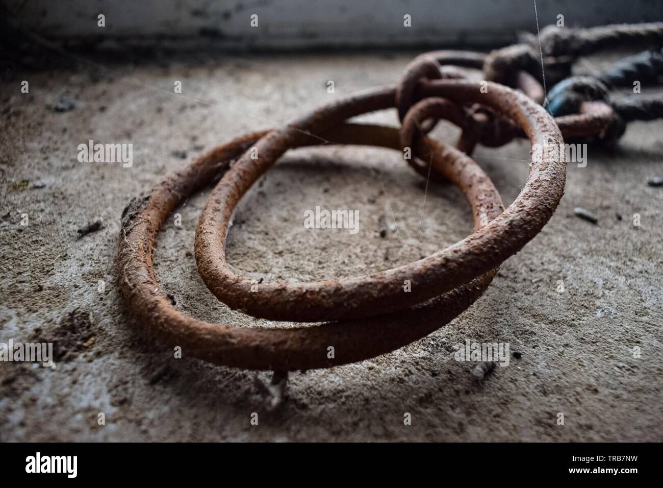 Rusty metal rings in the barn Stock Photo - Alamy