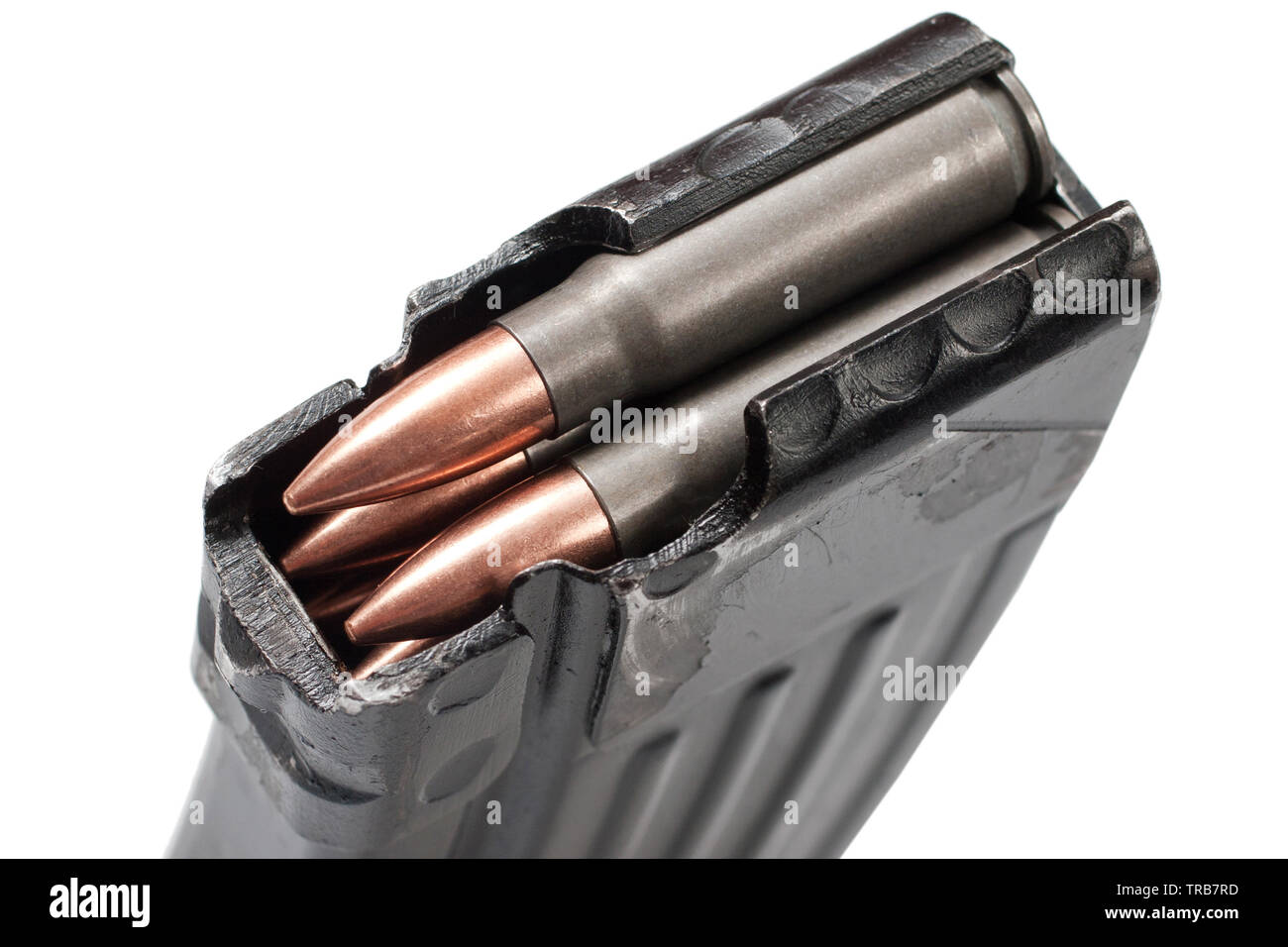 kalashnikov ak gun magazin with 7,62 mm ammo isolated on white ...