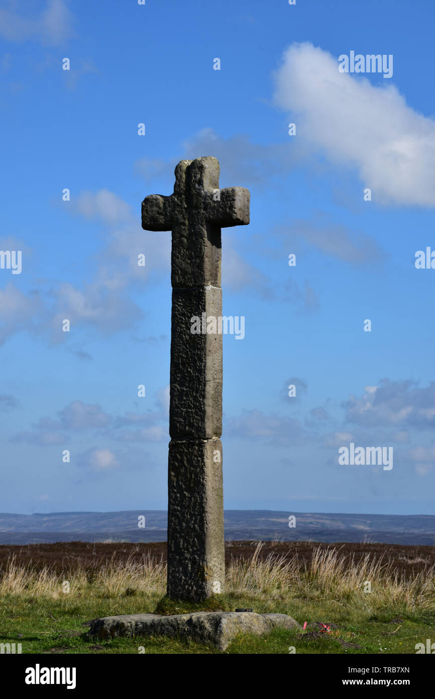 Stone cross memorial referred to as young Ralph's cross Stock Photo - Alamy