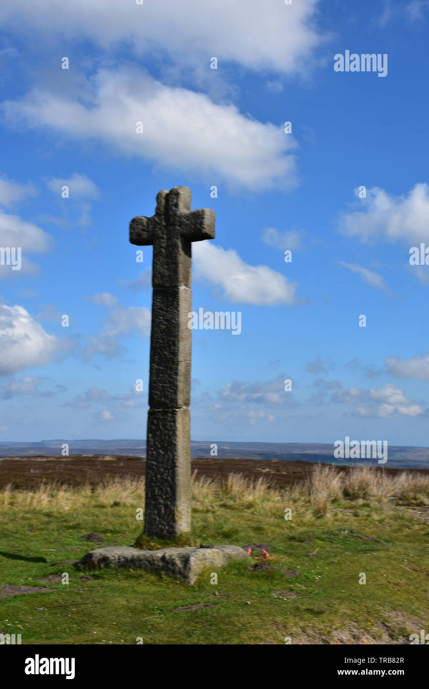 Young Ralph's Cross on the Danby moor in England Stock Photo - Alamy
