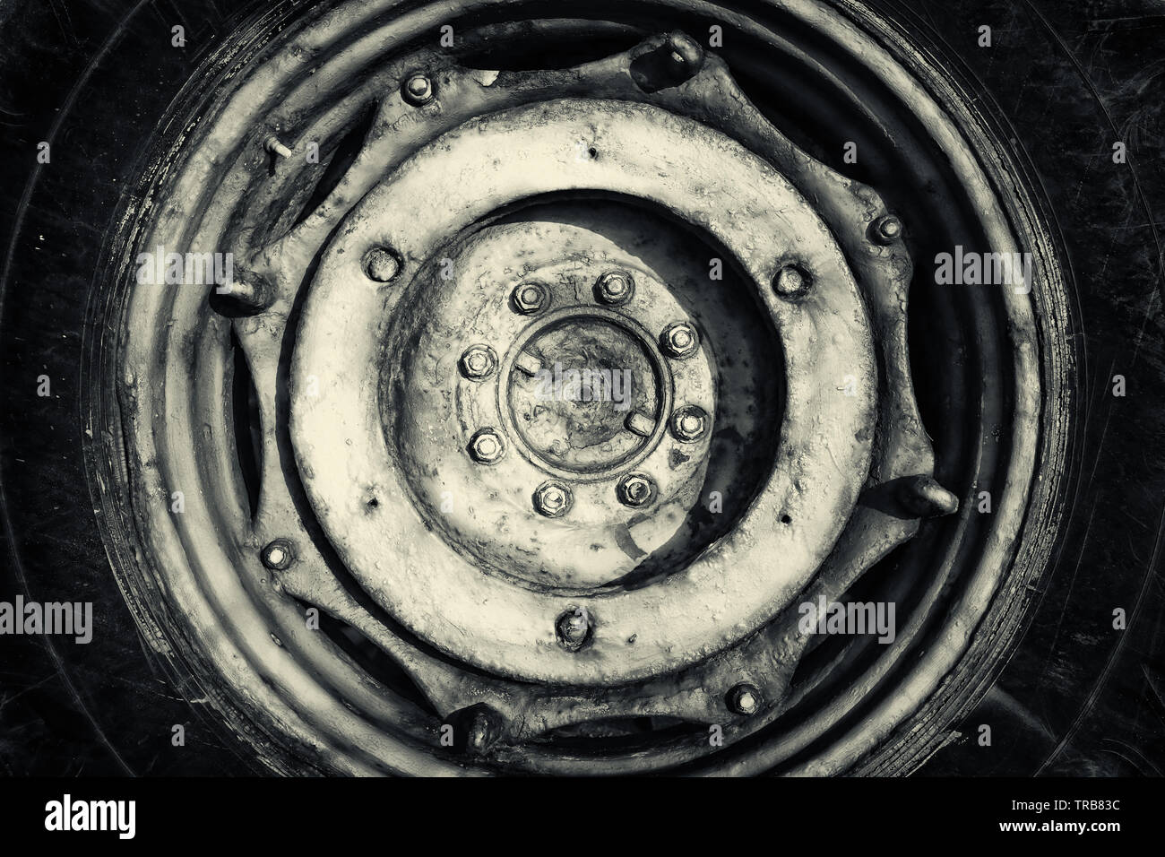 abstract photo of rusty metal wheel. black and white Stock Photo - Alamy