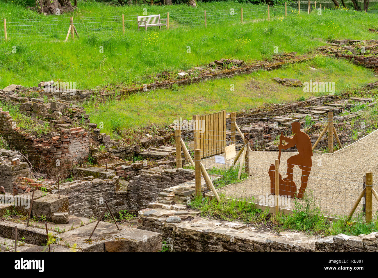 Part of the excavated Mellor Mill in Marple, Cheshire, UK. It was a six ...