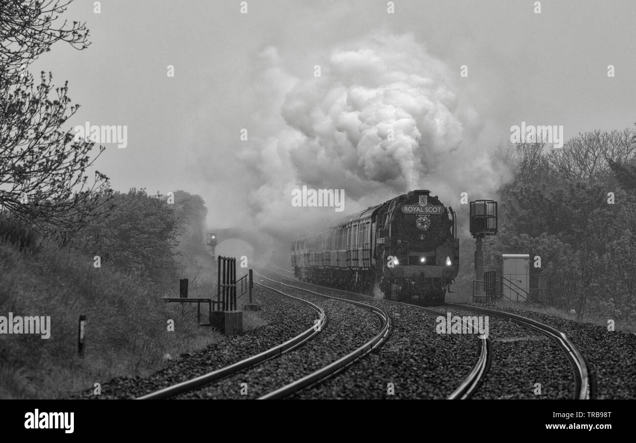 Steam locomotive 70000 Britannia passing Horton In Ribblesdale on the ...