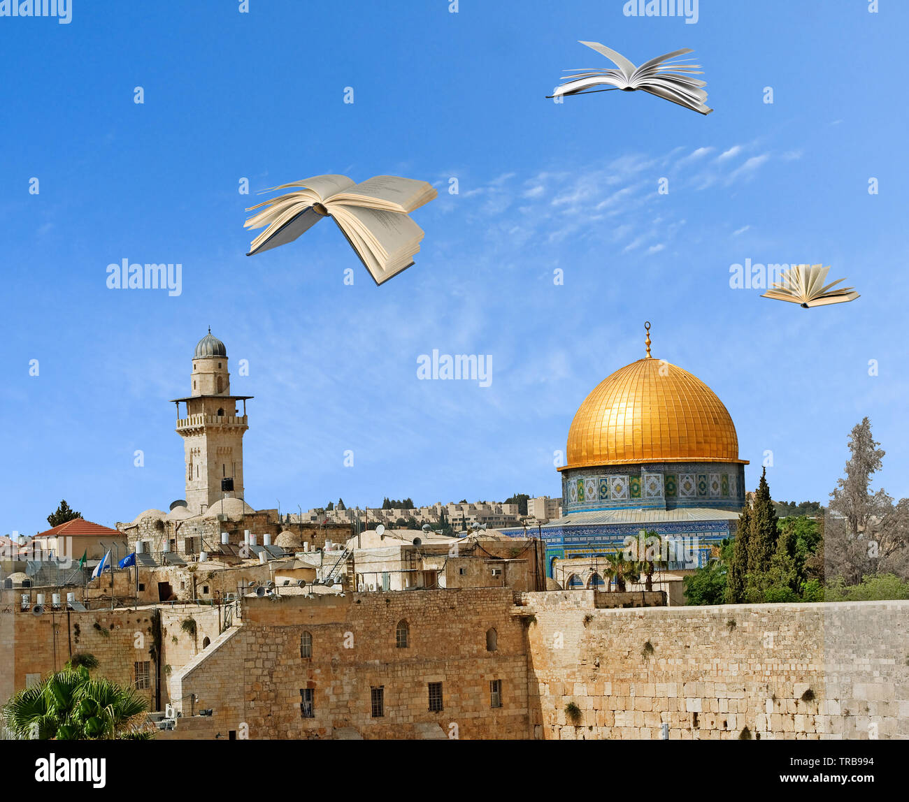 Open flying old books hi-res stock photography and images - Alamy