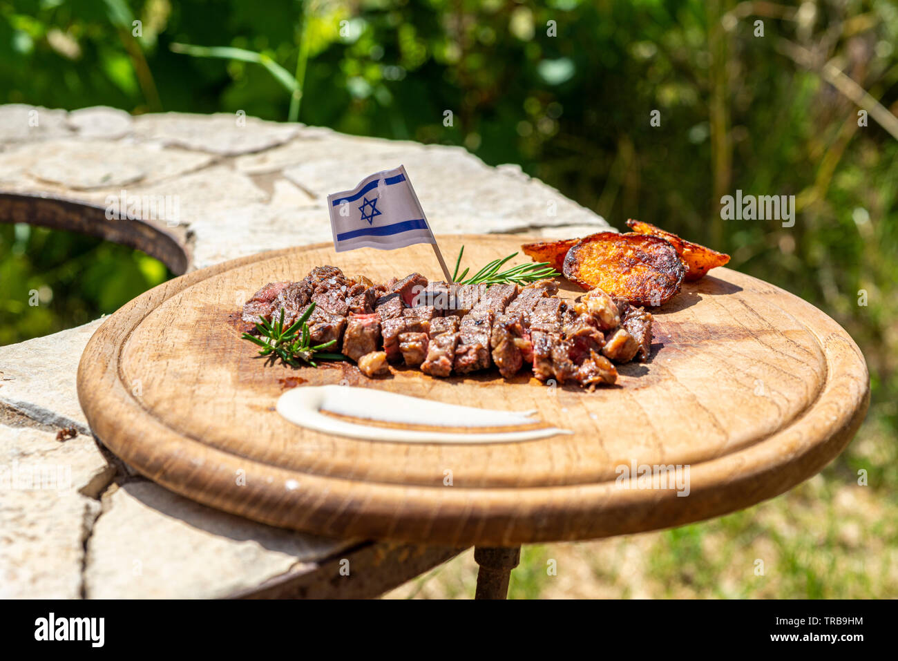 Cut in stripes entrecote steak Stock Photo - Alamy