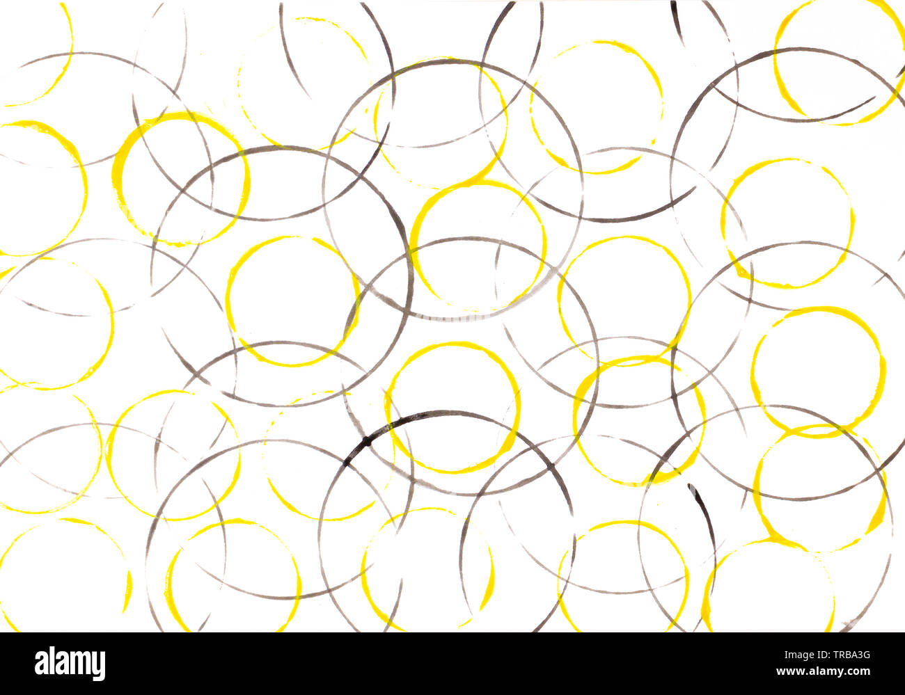 Abstract background of black and yellow round bubbles, balls on white ...